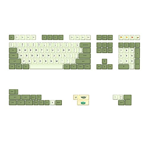 IDOBAO Matcha Keycaps Green PBT Keycaps Dye Sublimation OEM Profile Full Layout 128 Keys for Cherry Gateron Kailh Switches Suits gh61/rk61/akko Mechanical Keyboard English Korean Russian(English)