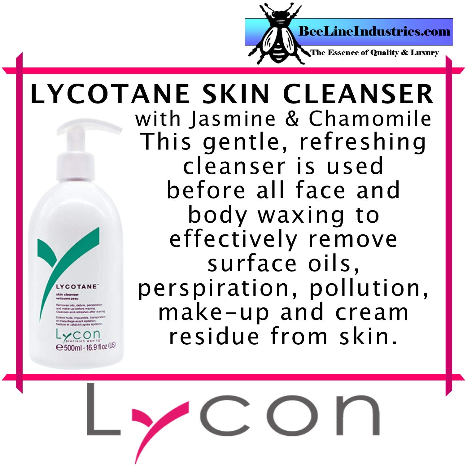 Bee Line Industries Lycon Wax ~ Pre Wax LYCOTANE SKIN CLEANSER 500mL / 17oz
