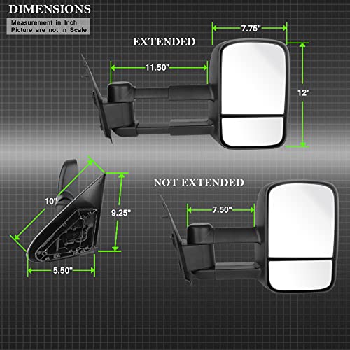 Acanii - Extend Telescoping Towing Side Mirrors Manual Non Heat Left+Right Driver + Passenger For 99-07 Silverado Sierra