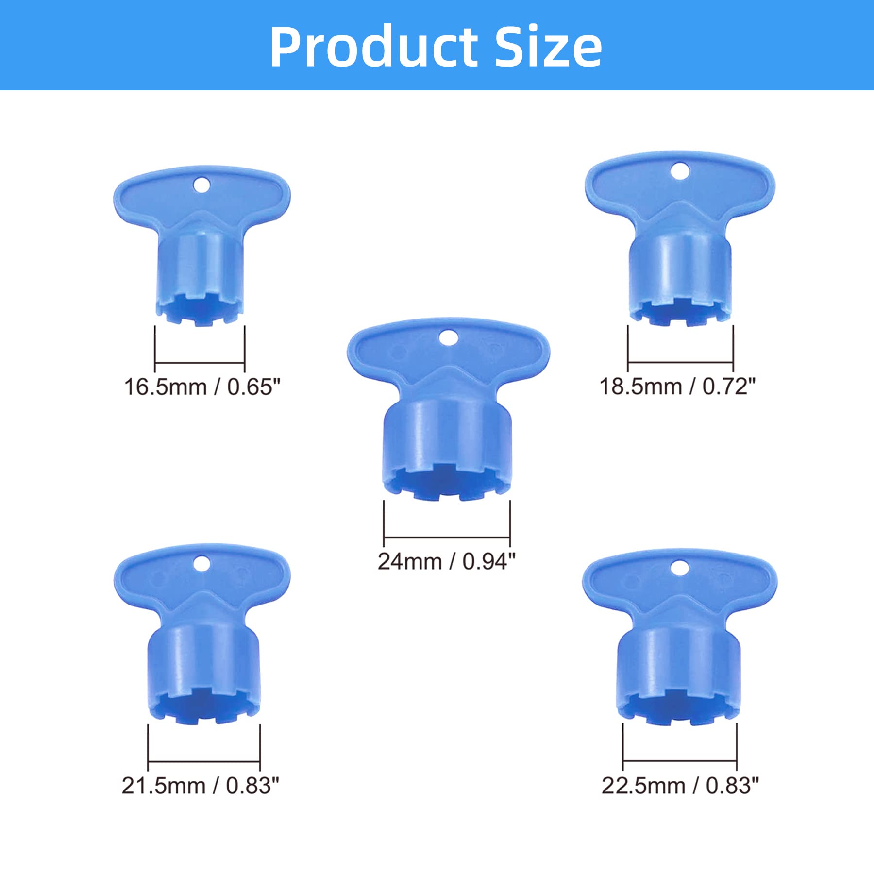 10 Pieces Cache Faucet Aerator Key, Aerator Wrench Cache Faucet Aerator Key with a Ring for Easy Storage Removal Wrench Tool for M16.5 M18.5 M21.5 M22.5 M24 Cache Aerators, 5 Set (Pack of 2)