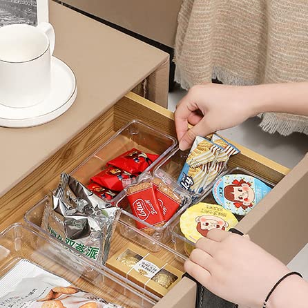 12 Piece Pantry Organization and Storage Bins - Seitop 2 Large Food Storage Organizer & 10 Pcs Clear Drawer Organizers, Removable Dividers Plastic Snack Organizer for Fridge Kitchen Cabinet
