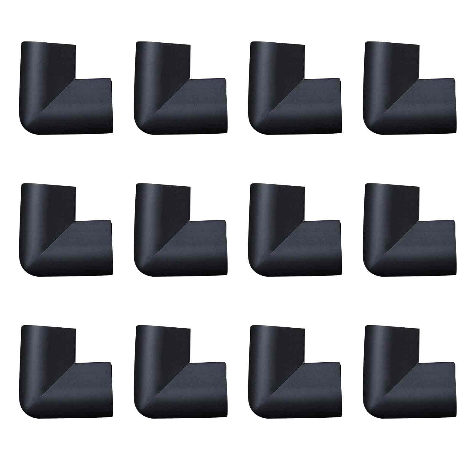 Kasuyi 12Pcs Baby Proofing Edge Corner Protector,Soft High Resilient Table Bumper Guard,Use for Chair,Table,Cabinet,Fireplace,Black
