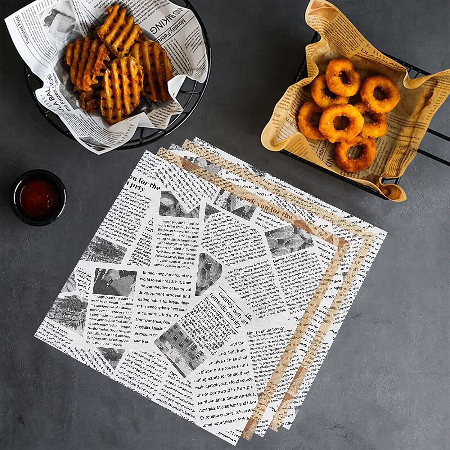 100Pcs Wax Paper Sheets for Food, Basket Liners Food Picnic Paper Sheets Greaseproof Deli Wrapping Sheets, 7 x 7 Inch (Pure white)