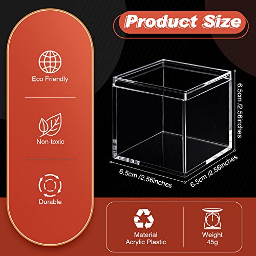 18 Pack Acrylic Boxes Clear Acrylic Cube Small Square Storage Box Acrylic Box with Lid Acrylic Display Box Stackable Small Container Clear Candy Cubes for Candy Jewelry Display (2.6 x 2.6 x 2.6 Inch)