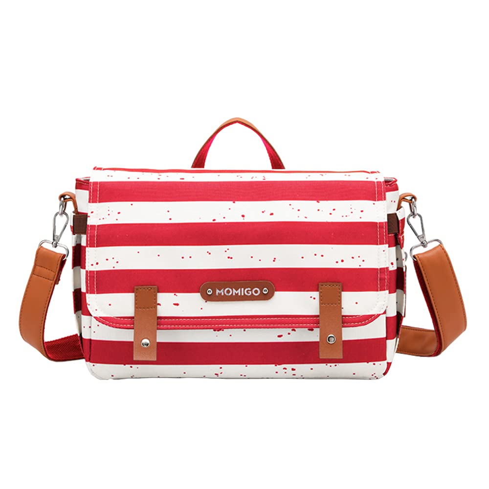 Baby Diaper Stroller Bag - Diaper Caddy Tote Baby Stroller Bag Nursery Storage Bin for Diapers, Wipes & Toys Diaper Bag With Stroller Hooks, Classic Stripes (Red)