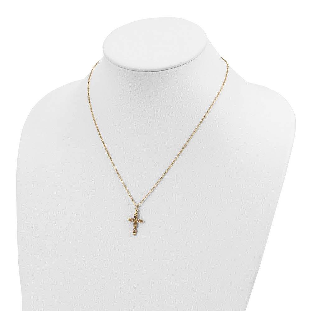 10k Tri-Color Black Hills Gold Cross Necklace 18in 14.46mm style 10BH704-18
