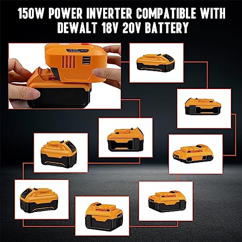 150W Powered Inverter Generator for De W0lt 20V Battery,Portable Power Station Supply Charger with 150W&AC110V-120V&2-USB,Powered Inverter Generator for camping, hiking, traveling