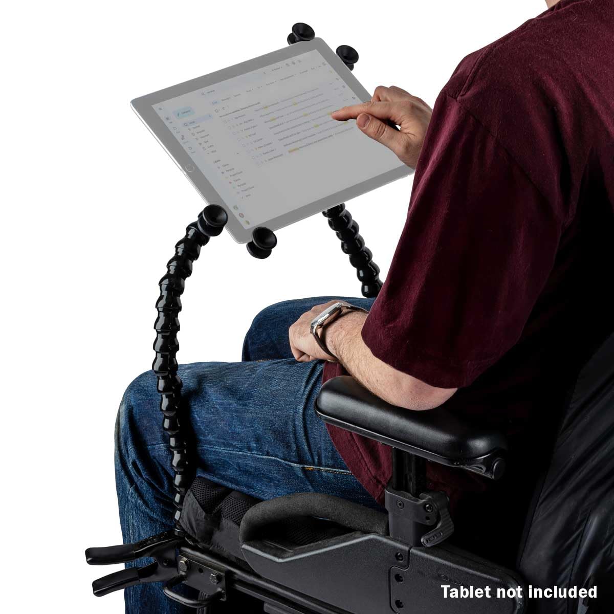 MOGO ModularHose Tablet Holder with Heavy Duty Spring Clamp (Opens to 2"), Compatible with Tablets and Cases up to 14.25" (iPad, iPad Air, iPad Pro 11, Samsung Tab, Microsoft Surface), Dual 18" Arms
