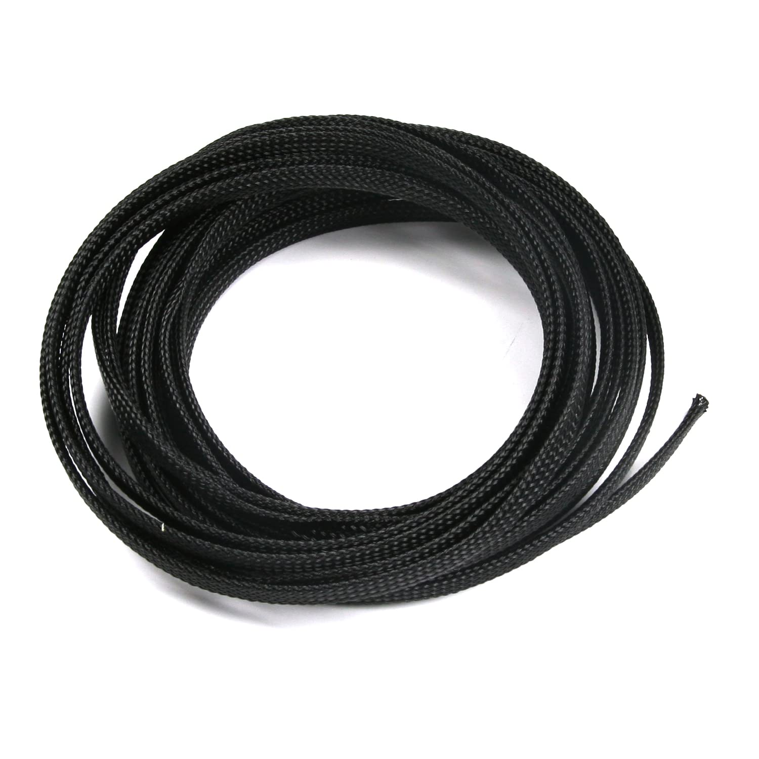 Bettomshin 1Pc 16.4Ft(5m) Cable Management Sleeve, 1/4"(6mm) Width PET Black Cord Protector, Wire Loom Tube Insulated Split Sleeving for USB Cable Power Cord Organizer Video Cable Hider