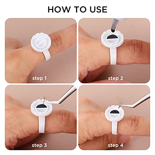 BEYELIAN Glue Rings, 100 Pcs Lash Glue Cups, Lash Extension Supplies, Lash Glue Holder for Volume Lashes Fan