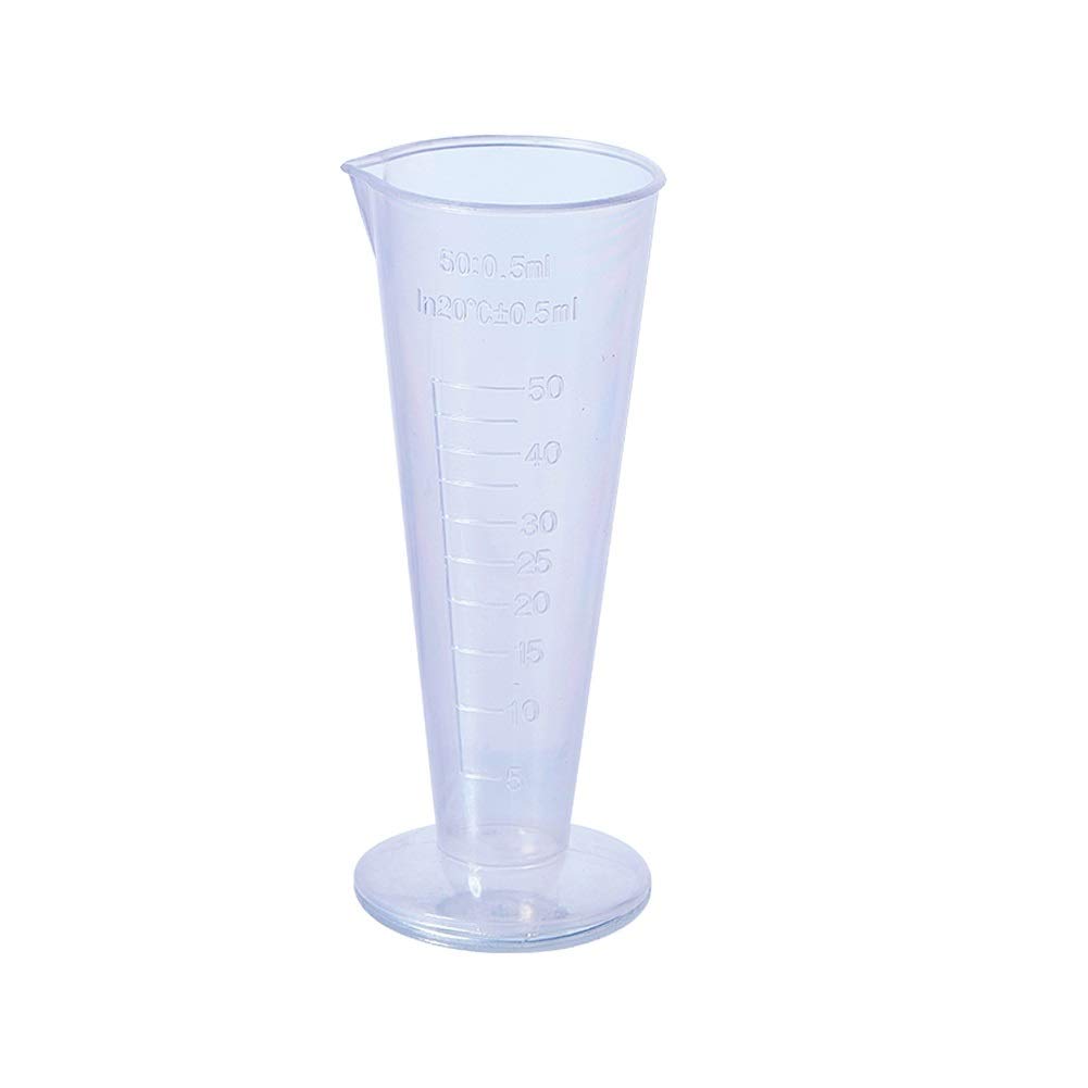 Bettomshin 3pcs 50ml Metric Plastic Conical Measuring Cup, with Pouring Spout Lab Breaks Household Baking Graduated Beaker for Measuring Flour, Sugar, Vinegar, Sauce, or Other Liquid