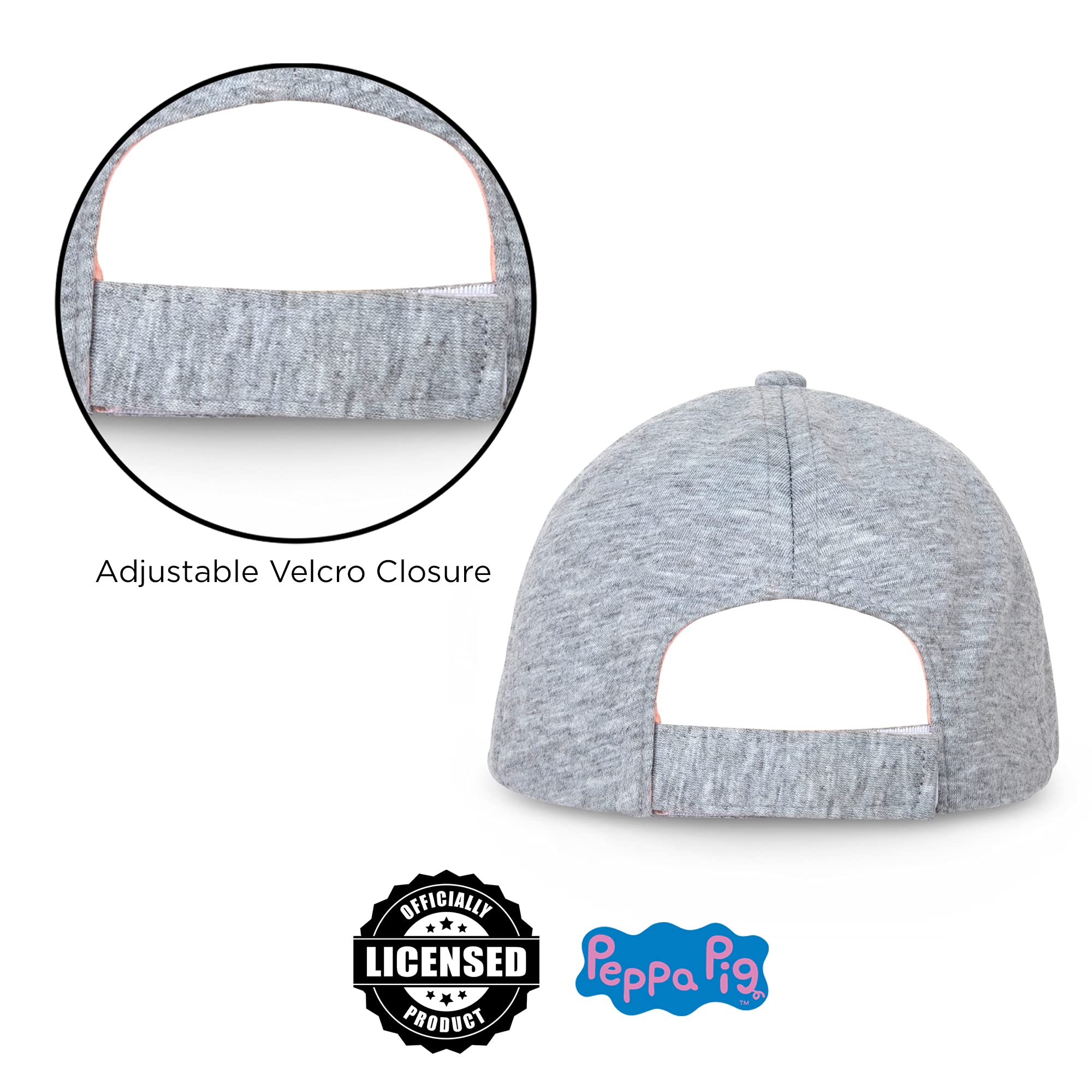 Hasbro Baby Girls Cap, Peppa Pig Adjustable Toddler Hat for Ages 2-4 Baseball Cap, White, 2-4T US