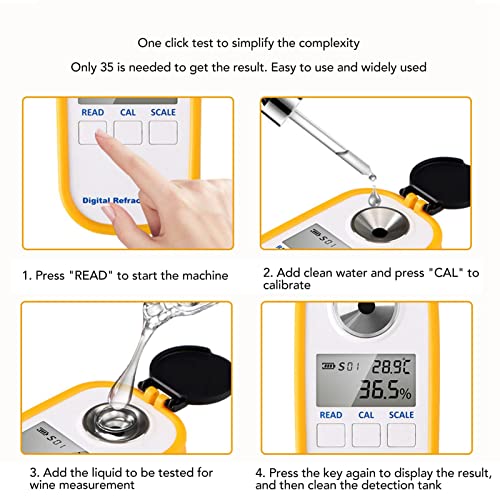 0β80% Brix Meter Refractometer, Widely Used ABS Sugar Refractometer Portable Quick Testing Dustproof Prism Column for Spirit