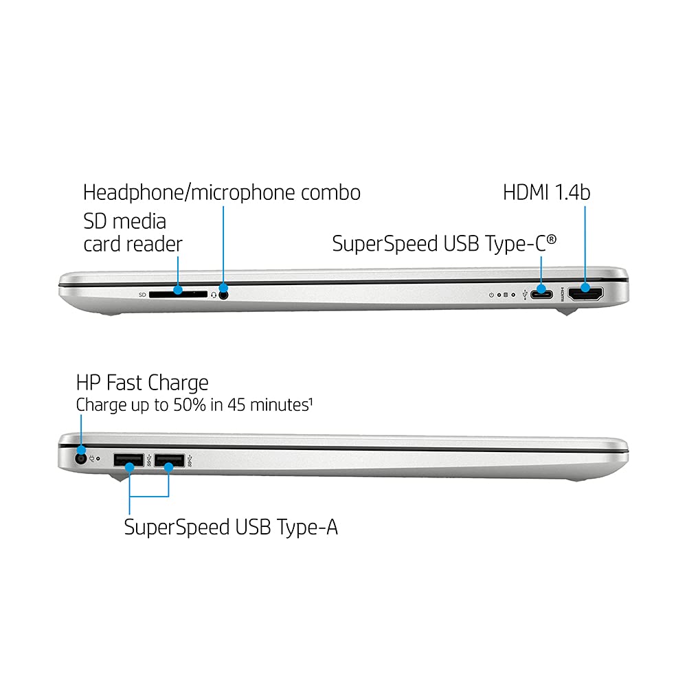 HP 2022 15.6" FHD Laptop Computer, AMD Ryzen 5-5500U Processor(Beats Intel i7-1065G7), 12GB RAM, 512GB PCIe SSD, AMD Radeon Graphics, HD Webcam, Bluetooth, Wi-fi, Win 10, Silver, 32GB USB Card