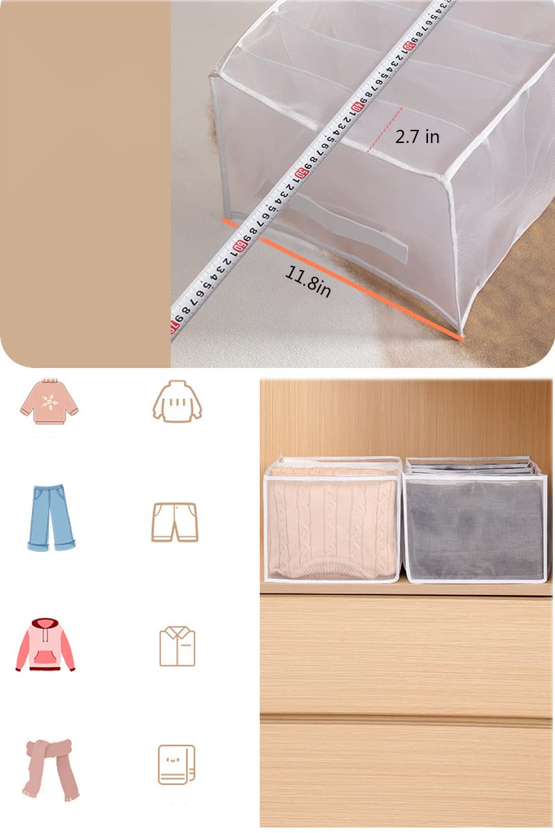 2PCS wardrobe clothes storage box, upgraded version (+large) (+thick) 15.7*11.8*7.8 inches, the compartment design can be folded to store clothes, washable and foldable mesh to separate clothes. (2)