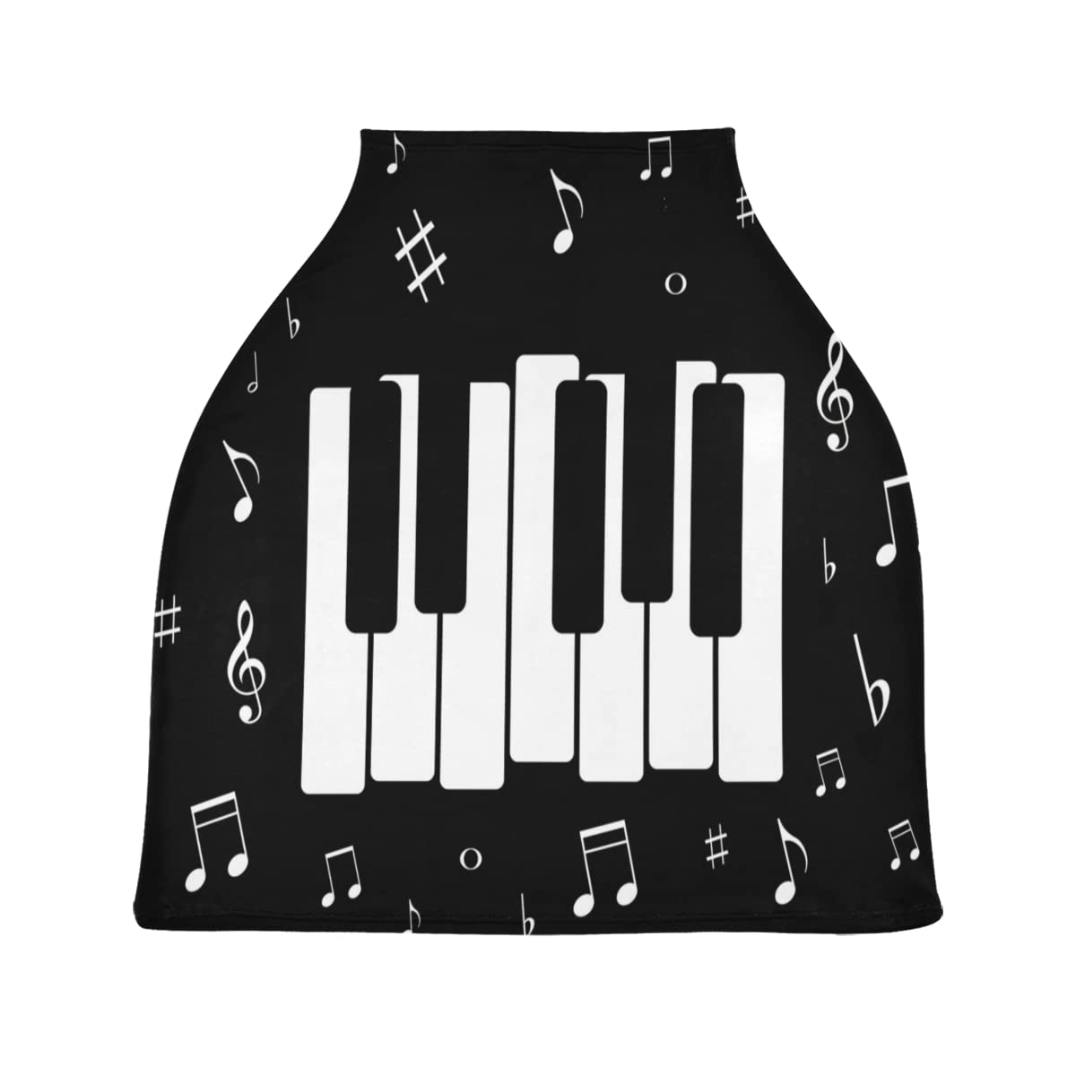Music Icon with Piano and Musical Notes Baby Car Seat Covers Canopy Nursing Cover Breastfeeding Scarf Soft Breathable Stretchy Coverage Infant Stroller Cover Multi Use for Boys Girls Babies