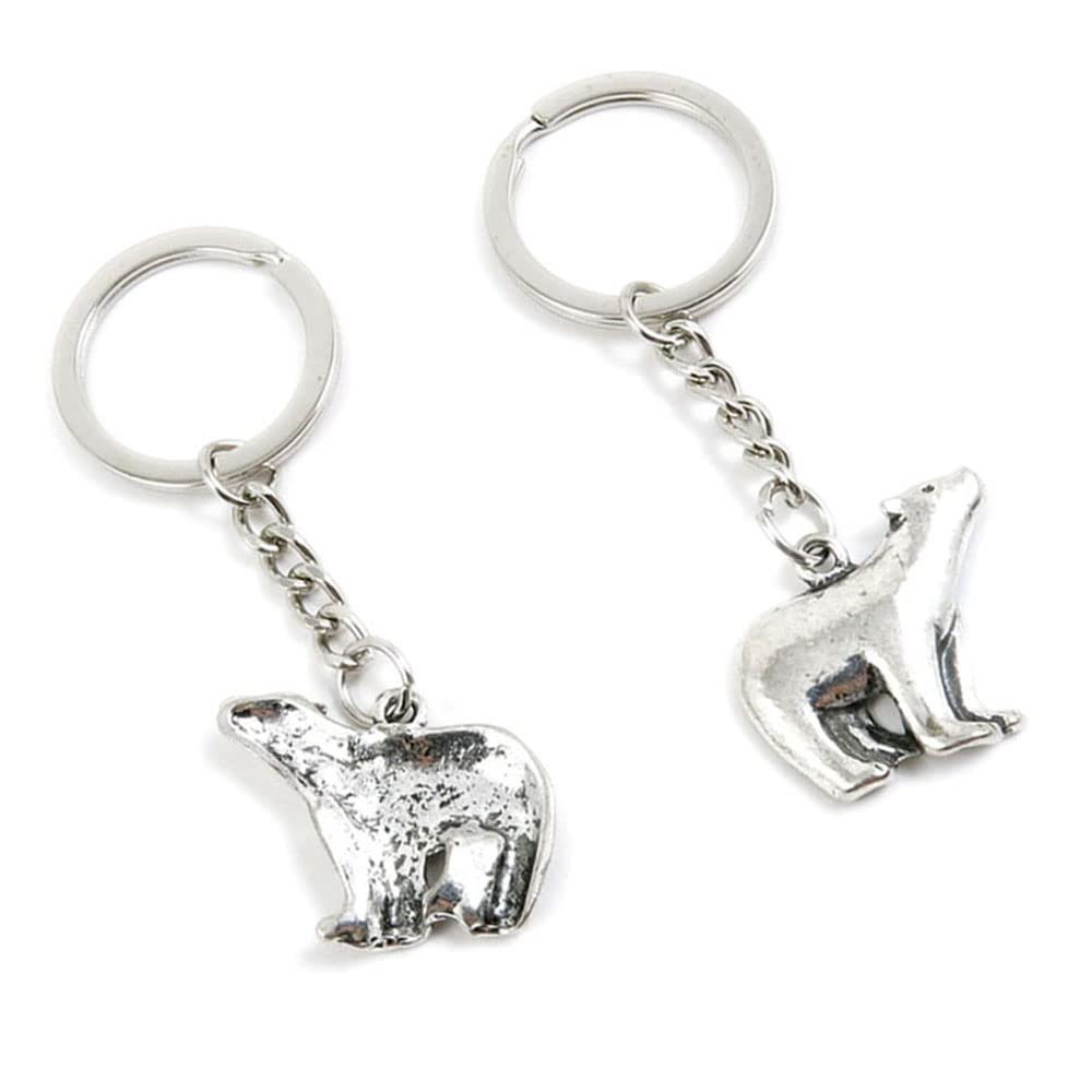 100 Pieces Keychain Keyring Door Car Key Chain Ring Tag Charms Supplies N6RB6R Polar Bear