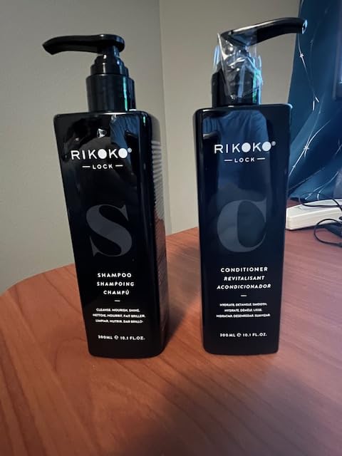 Rikoko LOCK Coconut Shampoo with Vanilla Extract and Cinnamon Bark - 300 mL Bundle with LOCK Coconut Conditioner with Ginger and Hair Softening Hibiscus - 300 mL