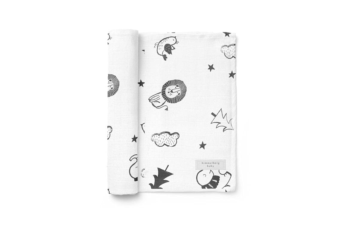 Safari Animals Muslin Baby Blanket | Ultra Soft | Organic Cotton Muslin Blanket | 44''x44'' | Super-Large | Unisex Baby Cotton Muslin Swaddle Blanket