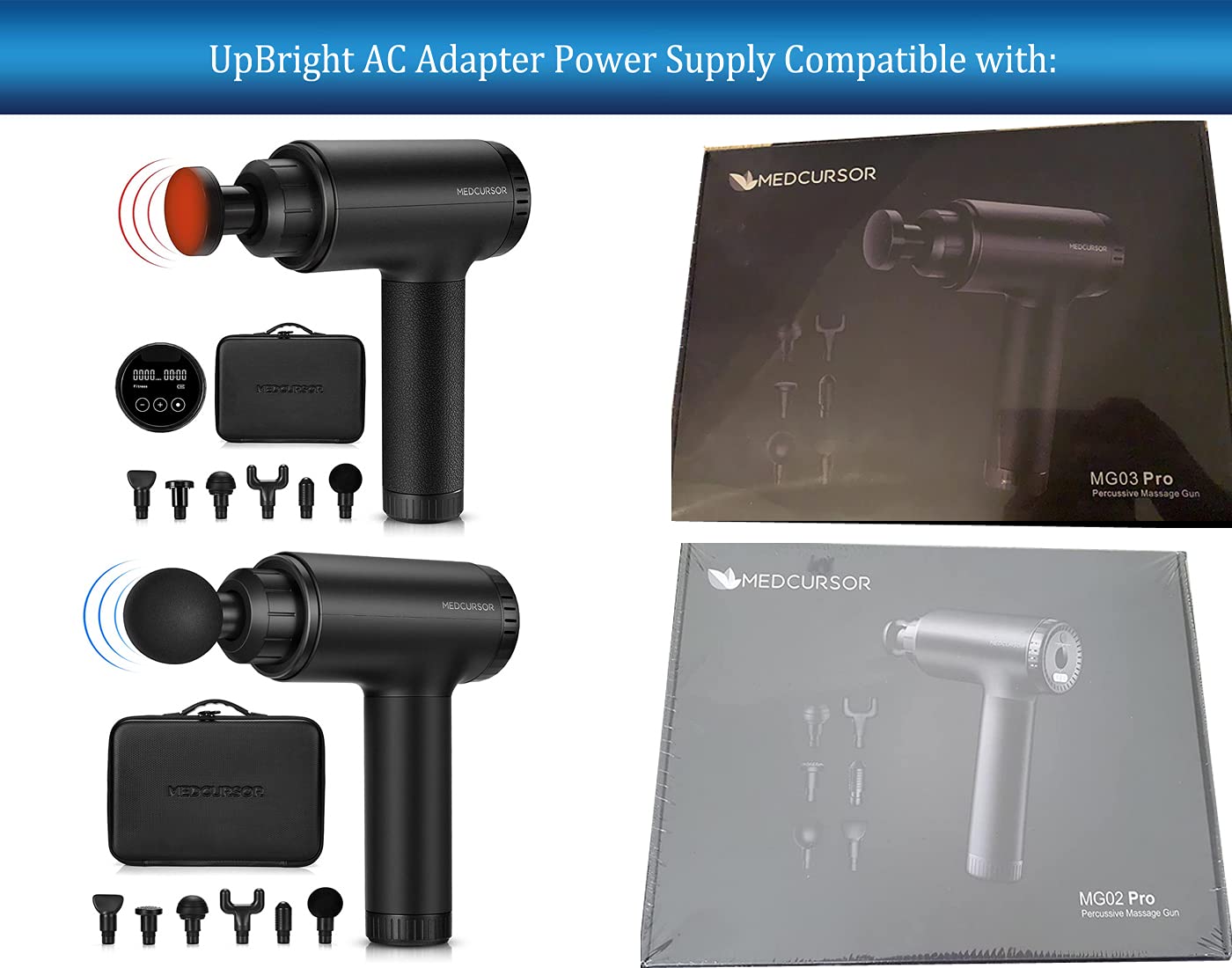 UpBright 26V AC/DC Adapter Compatible with Medcursor MG02 MG03 Pro MMG0301 MMG0201 Mg03Pro Mg02Pro Deep Tissue Percussion Massager Massage Gun LC-H260100 DC26V 1A Power Supply Battery Charger