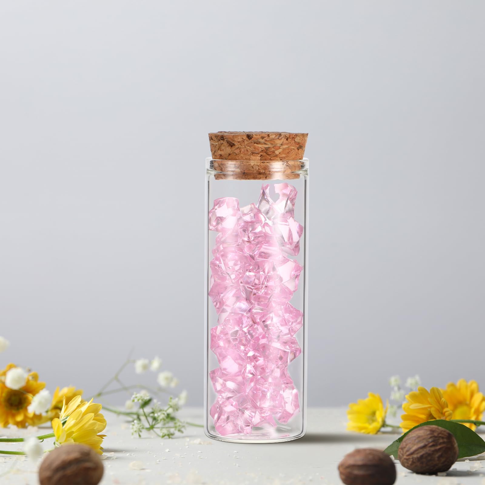 Baluue 10 pcs Glass Test Tubes, 30x80 mm Clear Borosilicate Glass Test Tubes with Cork Stoppers Good Seal for Fluids Container for Lab Use Candy Dried Flowers Storage Tubes