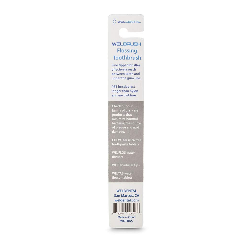 WELdental Welbrush Soft Flossing Sensitive Toothbrushes (Seafoam, 4-Pack)
