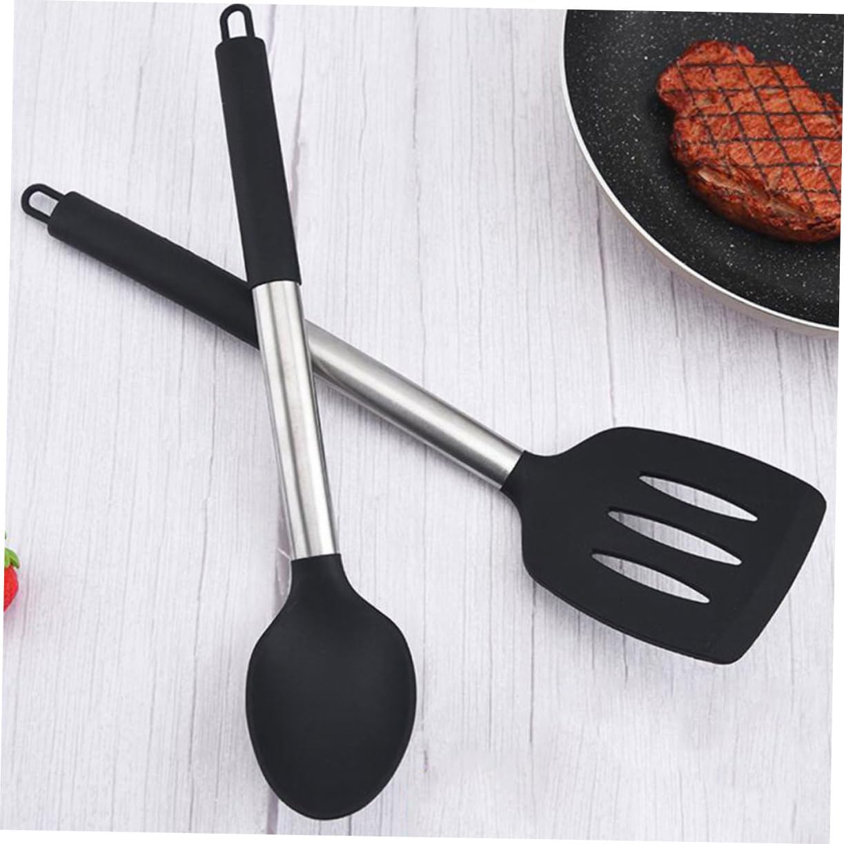 1 Set kitchen set stainless steel cookware silicone kitchen utensils non-stick utensils frying utensils dinnerware+sets stainless steel cooking utensils cooking spatula rice scoop
