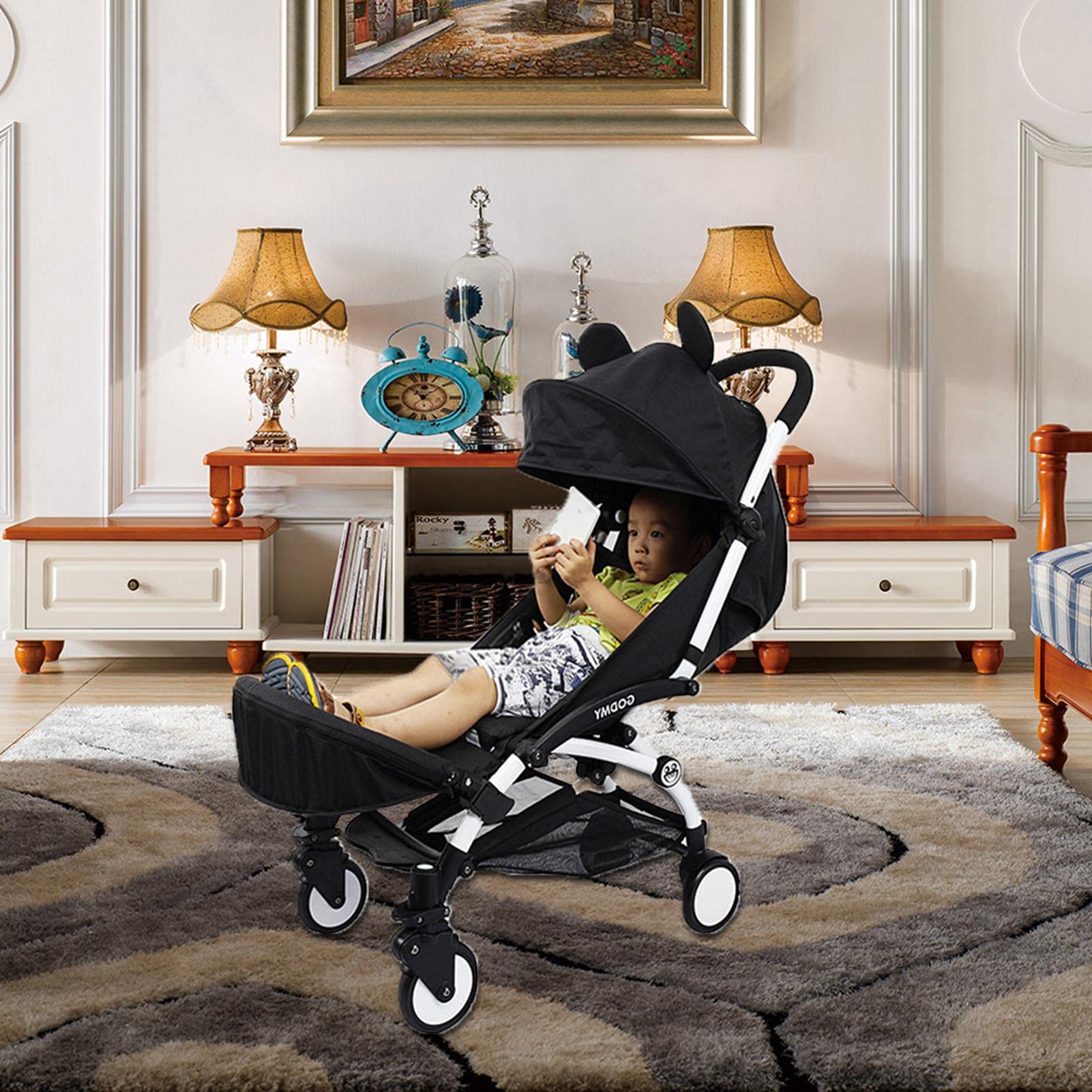bluesa Stroller Footrest Extended Seat Board for Stroller, Adjustable Pram Feet Extension Footrest, Detachable Infant Pram Footboard, Portable Lightweight Seat Extension Board Foot Drag