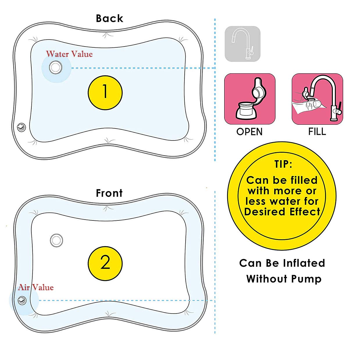 CARYWON Inflatable Tummy Time Mat Premium Baby Water Play Mat Baby Activity Center Tummy Time Water Mat Water Play Mat for Babies Promote Development Baby Gifts