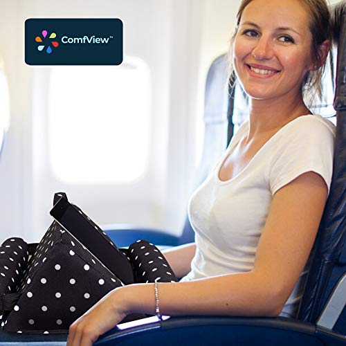 ComfView The Tablet Pillow - Soft Bed Stand Compatible with iPads, Tablets, Books, Smartphone, Magazines - Lap Wedge Mount for Reading, Gadgets, Watching Movies - 11x12x6-Inch (Black White Polka Dot)