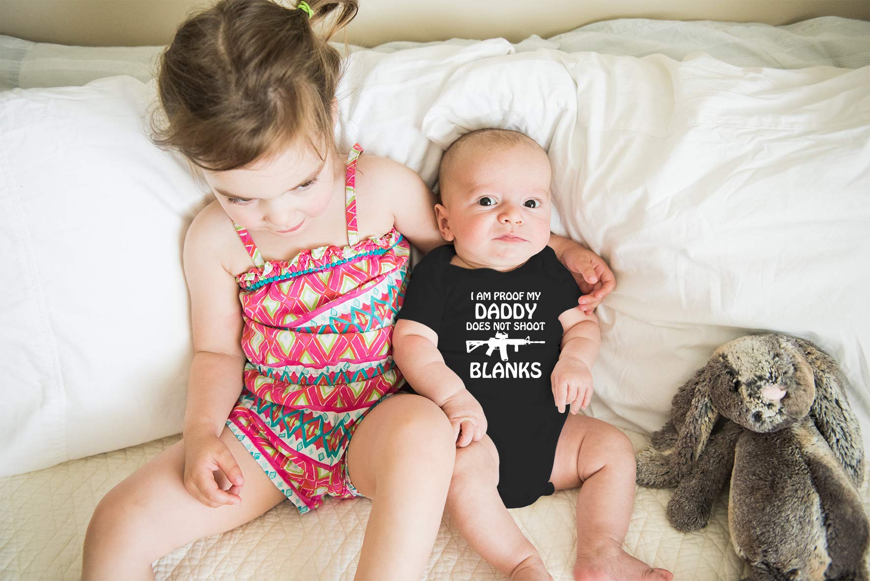 AW Fashions I Am Proof My Daddy Does Not Shoot Blanks Baby Bodysuit Funny Cute Newborn Infant Clothes (Newborn, Black)