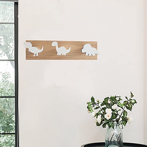 sanction Kids Dinosaur Wall Mounted Coat Hooks Wooden Door Hanger for Boys Bedroom Nursery Playroom Decorations -Black