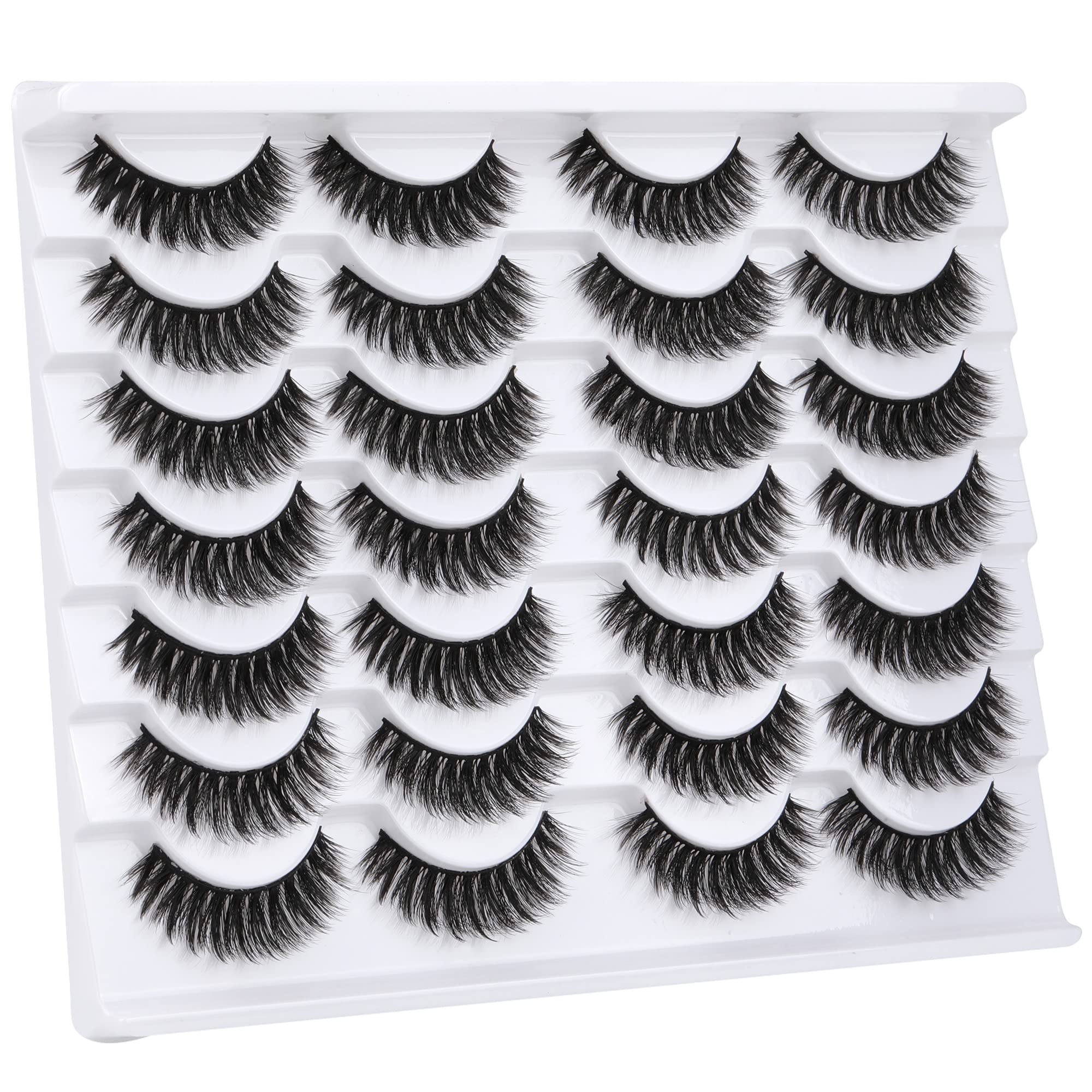 ALICROWN Short Eyelashes Natural Look False Lashes Mixed Lightweight Fluffy Handmade Soft Volume 14 Pairs Faux Mink Pack