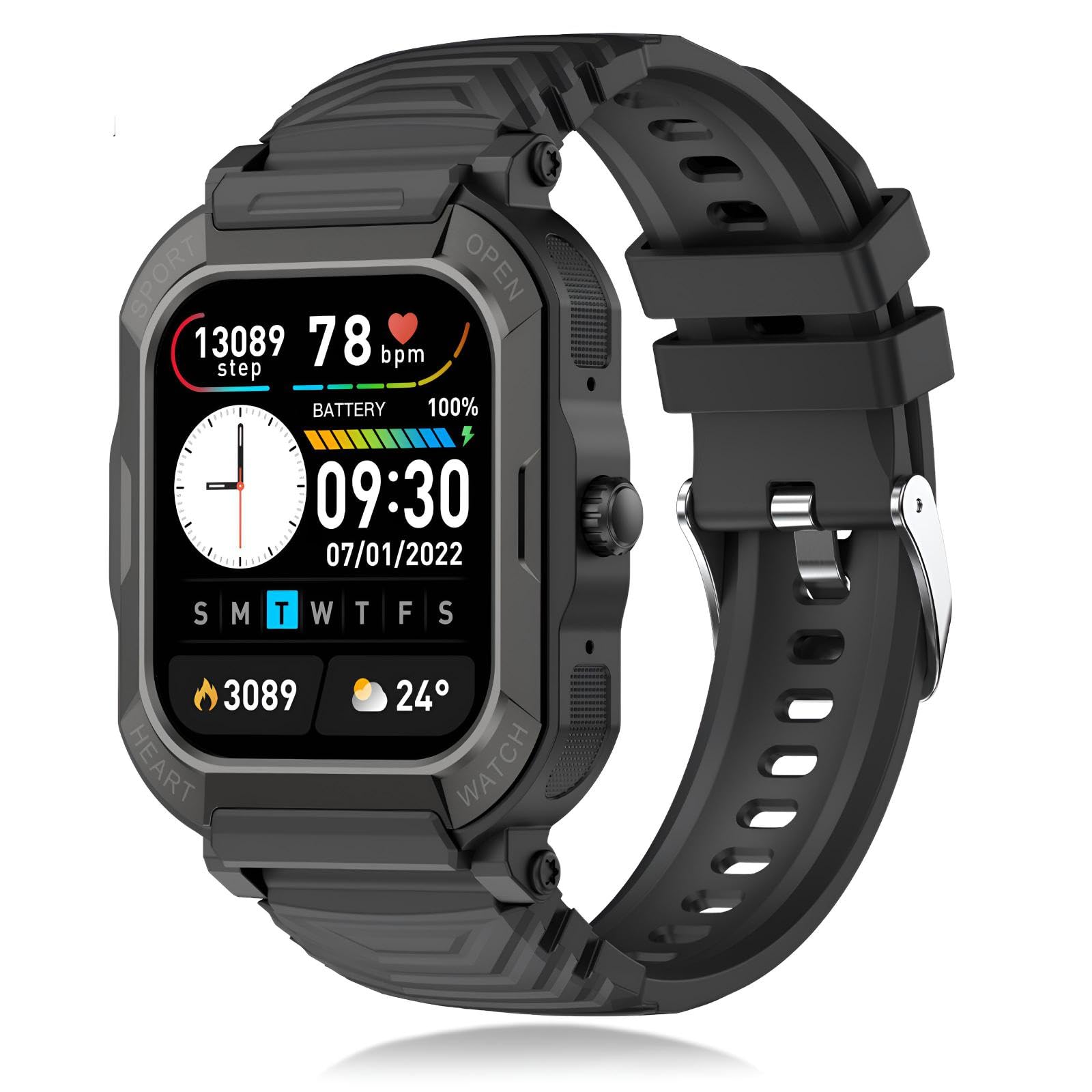 1.91'' Military Smart Watch for Men Phone Call (Dial/Receive) Smartwatch, Fitness Tracker, Compatible for Android iOS Phones, 113 Sport Modes Activity Health Monitor Notification/Reminder