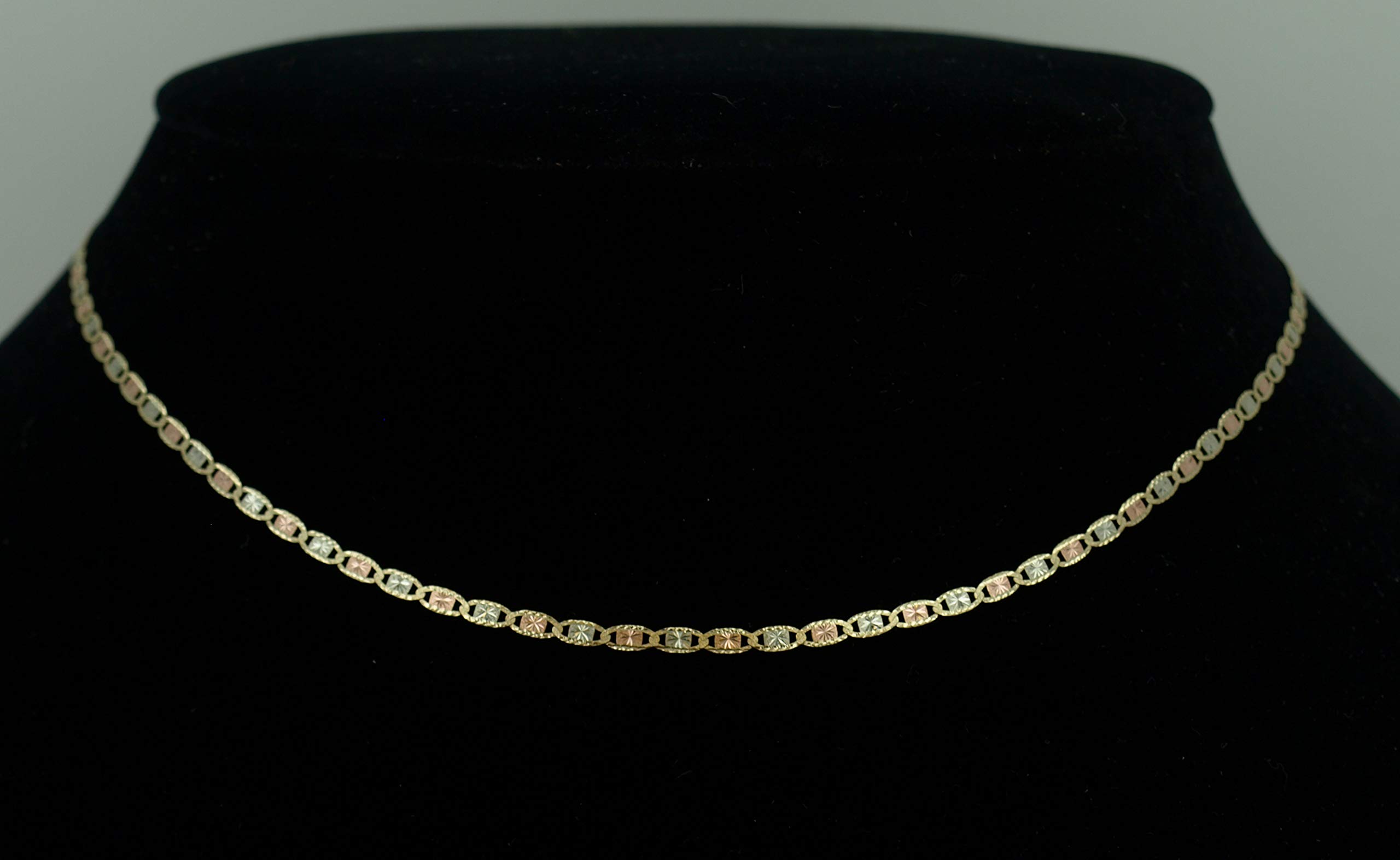 10K Tri Color Yellow, White, Rose Gold Flat Anchor Chain 2.5MM 18" to 24" (22)