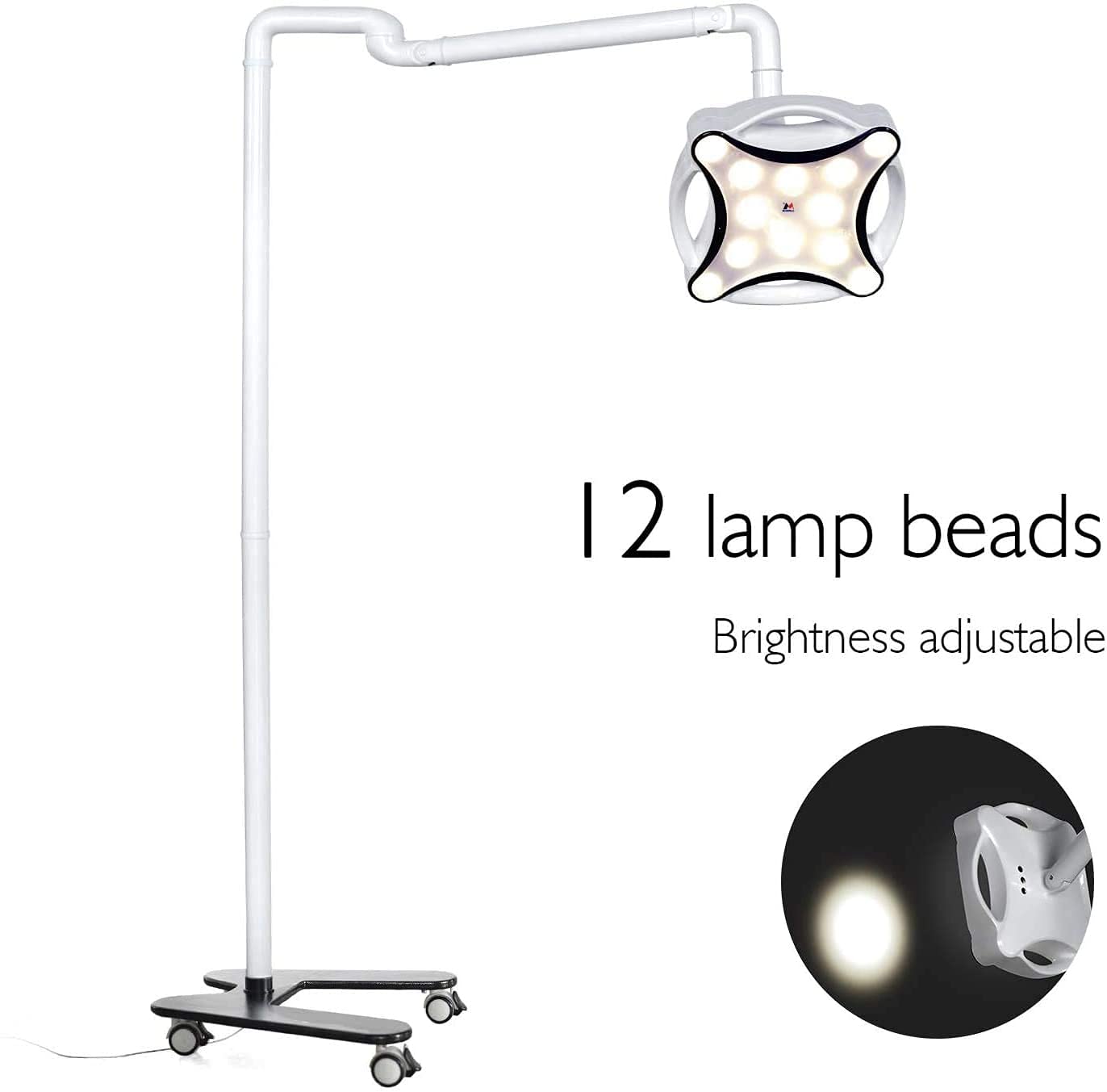 EustomA 30W LED Shadowless Light Mobile Type Portable Auxiliary Floor Lamp LED Cold Lamp with 12PCS High Power Light Sources