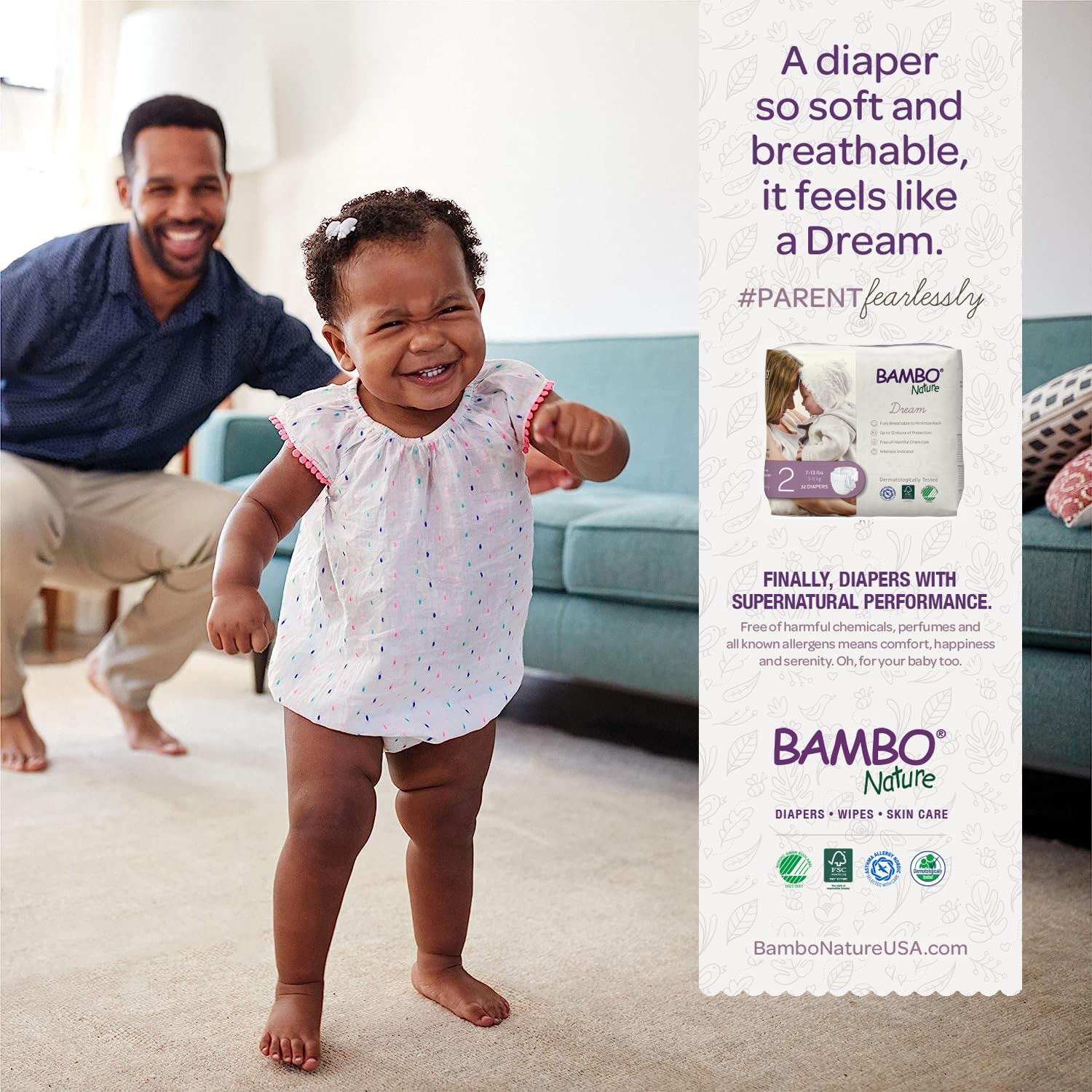 Bambo Nature Hypoallergenic Baby Diapers, Eco-Labelled Sustainable Diapers, Enhanced Leakage Protection, Totally Chlorine-free, Skin Friendly, and Super Absorbent - Size 4 (27 Count)