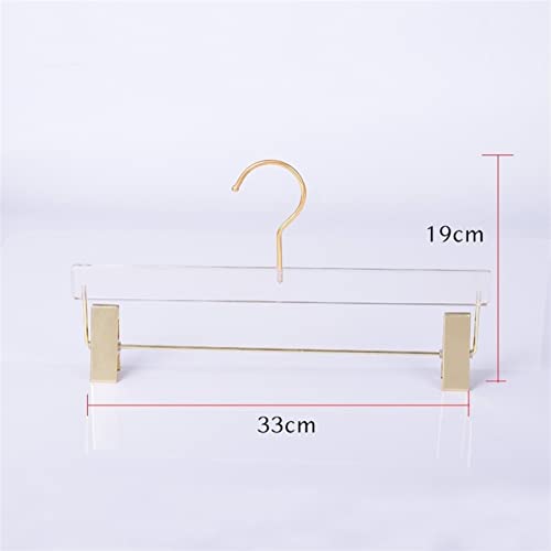 10 Pieces of Acrylic Transparent Gold Hook Hanger Acrylic Hanger with Gold Clip Clear Acrylic Hanger Pants Hanger Clip Skirt Display