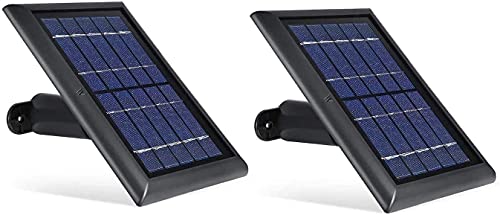 Wasserstein Solar Panel Compatible with Wyze Cam Outdoor - Power Your Surveillance Camera continuously with 2W 5V Charging (2-Pack, Black) (Wyze Cam Outdoor NOT Included) (Renewed)
