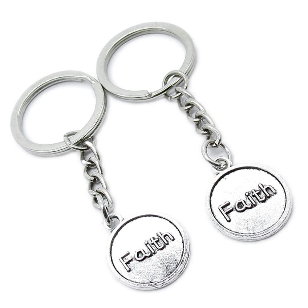 100 Pieces Keychain Keyring Door Car Key Chain Ring Tag Charms Supplies LP4M9V Faith Tag Signs