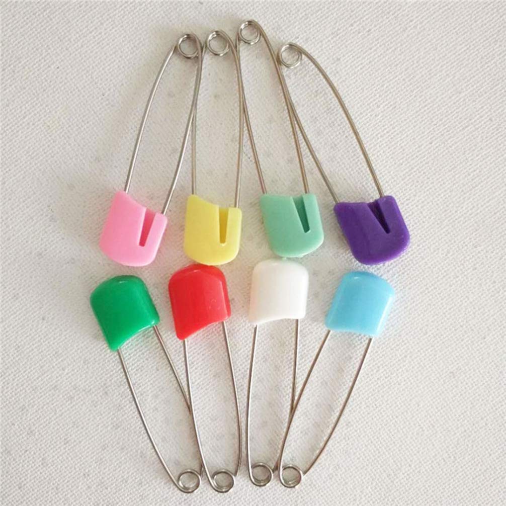 50 Pcs Baby Cloth Diaper Pins Stainless Steel Pins Plasetic End Safety Pins