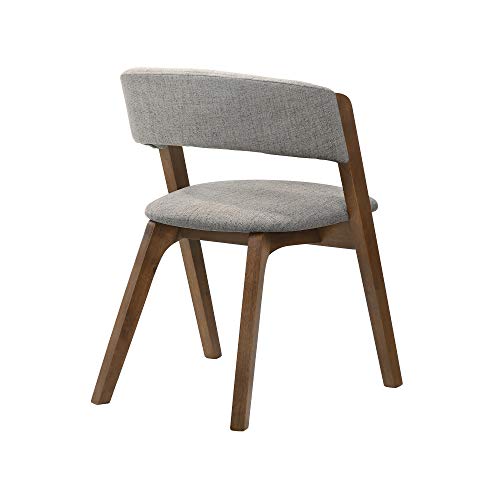Armen Living Rowan Mid-Century Modern Accent Dining Chair Finish Fabric-Set of 2, 21" Wide, Walnut/Grey