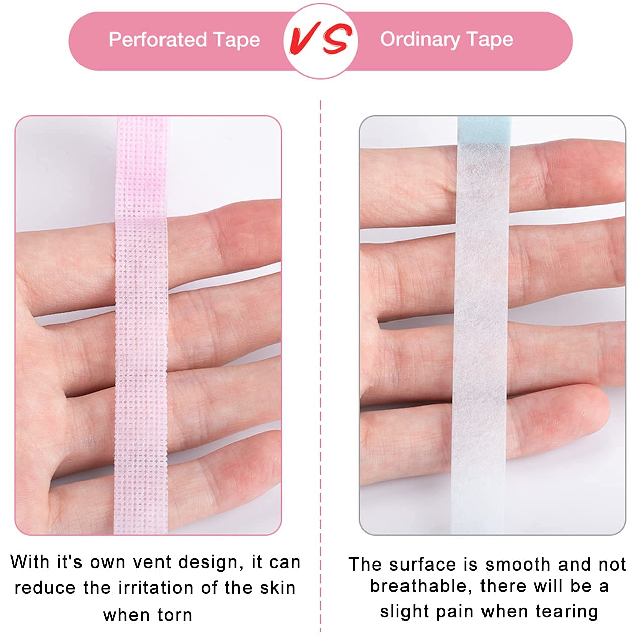 Etercycle 6 Rolls Lash Extension Tape, Eyelash Tape Micropore Breathable Adhesive Fabric Lashes Tape for Eyelash Extension Supply Tools, 1/2'' x 10 Yards Each Roll (Pink)