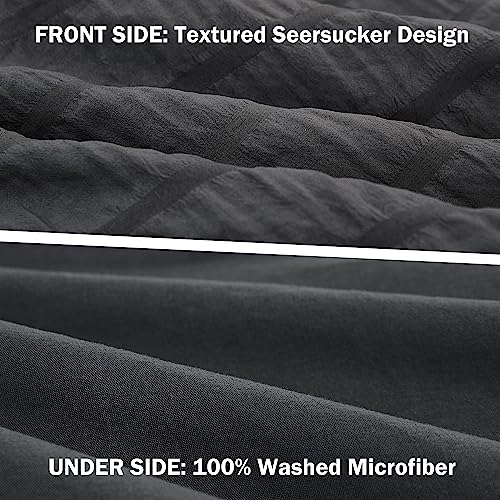 AveLom Dark Grey Comforter Queen Size Set with Sheets - 7 Pieces Bed in a Bag Seersucker Complete Bedding Set, All Season Lightweight Bed Set with Comforter, Sheets, Pillowcases & Shams