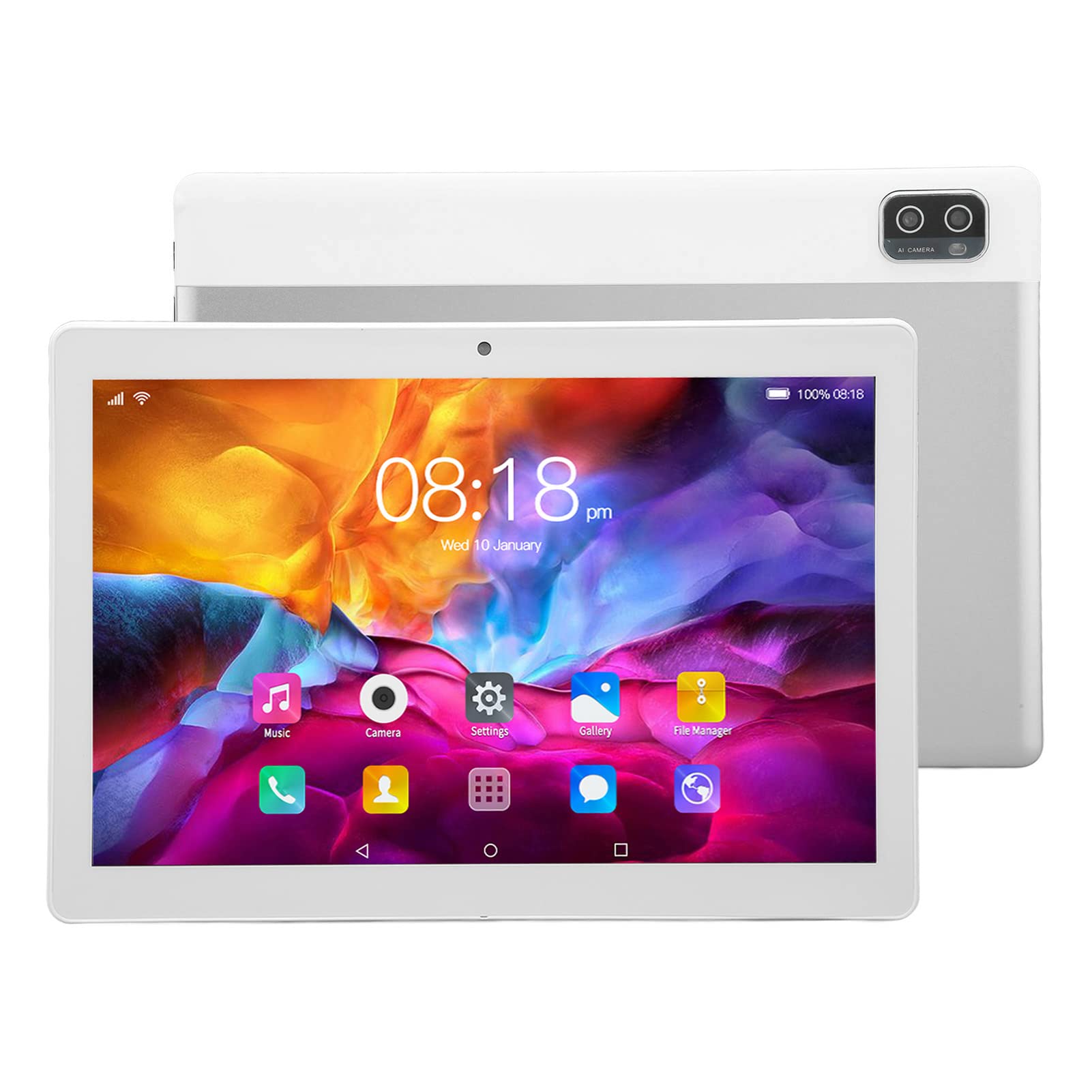 10.1in Tablet, 5G Tablet 1960x1080 Resolution for Android 12 100β240V Silver for Work (US Plug)
