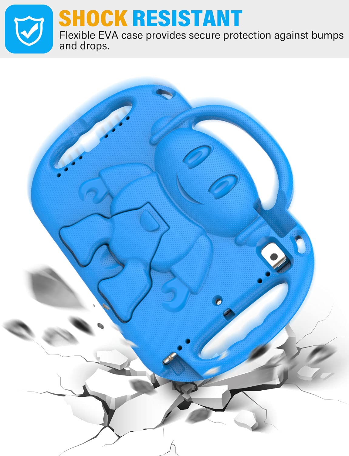SUPLIK Kids Case for iPad 5th/6th Generation (9.7 inch, 2017/2018), iPad Air 1 & Air 2 & Pro 9.7 Kids Case with Shoulder Strap Handle Stand for iPad 5/6 & iPad Air 1st/2nd Gen, Blue