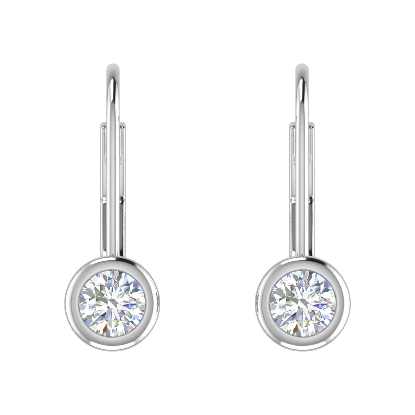 0.40 Carat Diamond Lever-back Drop Earrings in 14K White Gold