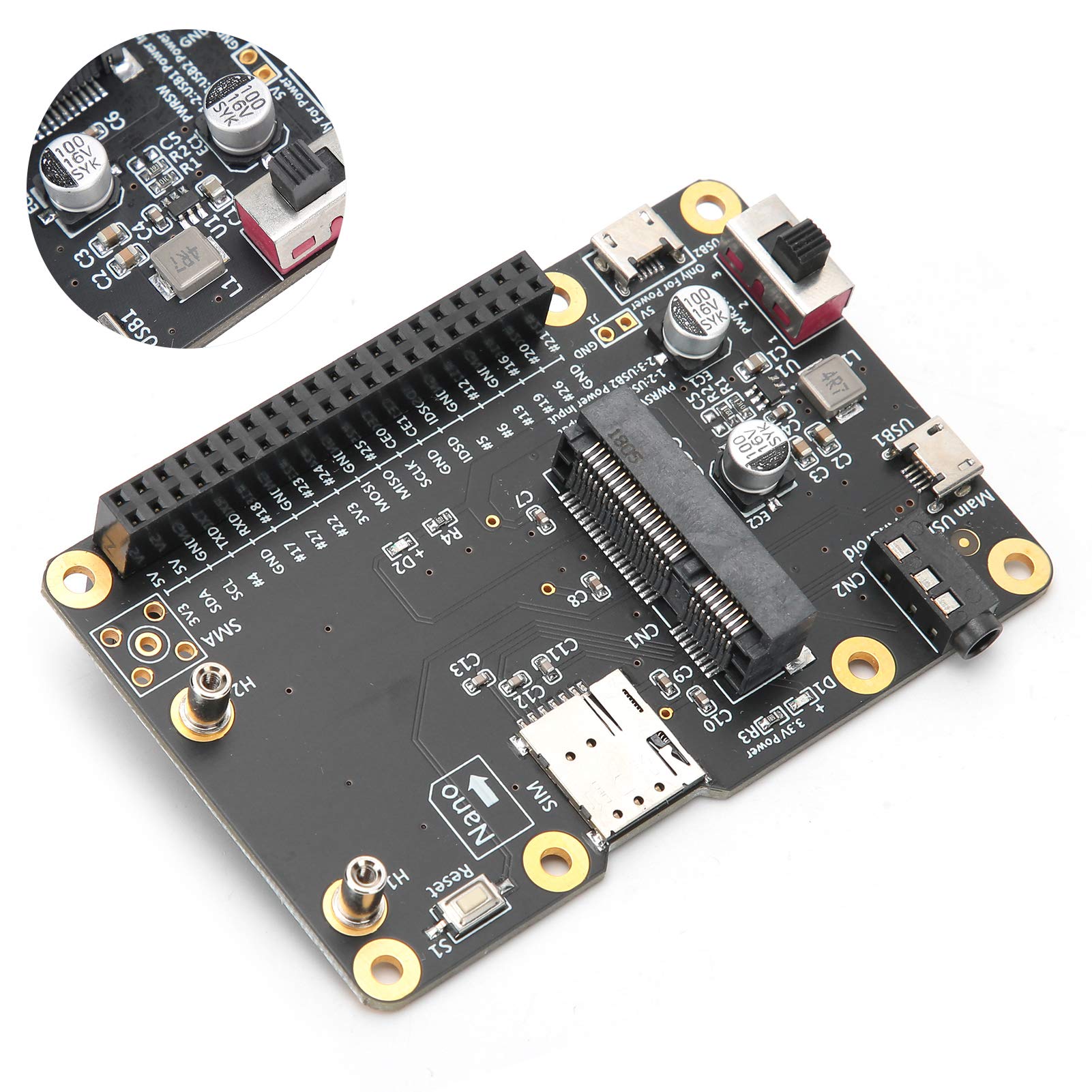 for 3G/4G LTE Base Hat PC/Laptop/Computer Board Built-in Nano SIM Card Socket with USB 2.0 to Micro USB Cable for 4/3/2/B+