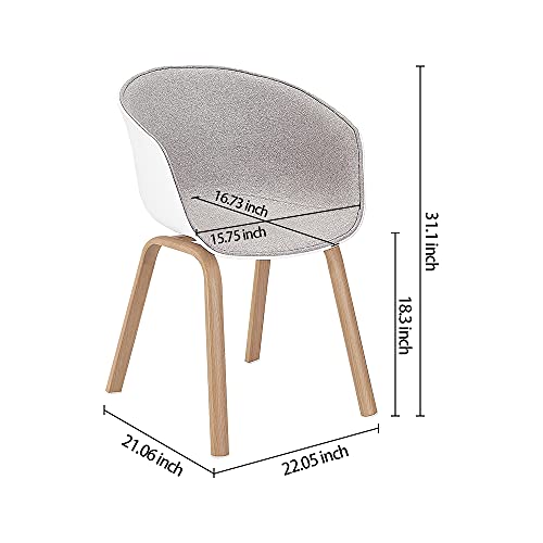 CangLong Mid Century Modern Dining Armrest Living Room Makeup Side Chairs with Metal Legs, set of 2, Grey 1