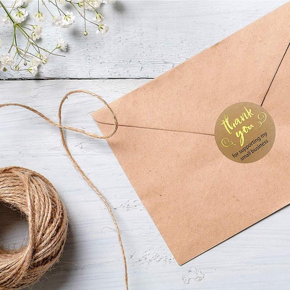 1" Gold Thank You Stickers-Thank You Envelope Seal Stickers Kraft-1Inch 500Pcs Per Roll Thank You Stickers